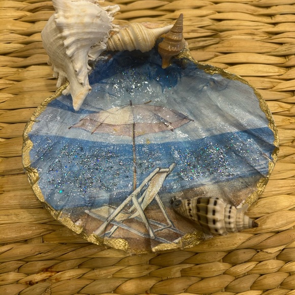 Other | Decorative Seashell Dish With Beach Scene | Poshmark